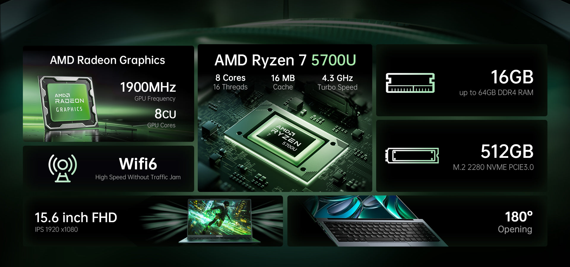 ACEMAGIC LX15 Pro Ryzen 7 5700U 15.6 Inch Laptop