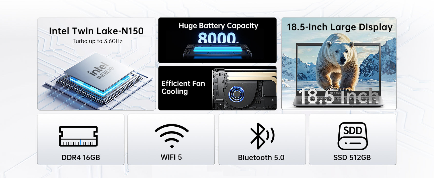 ACEMAGIC ‎AX18 Laptop with Intel N150 Processor and 18.5" Display